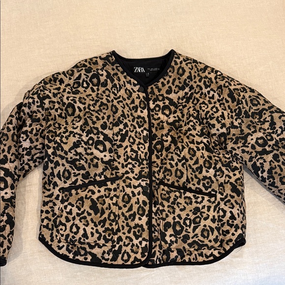 Zara | Jackets & Coats | Zara Leopard Print Quilted Jacket | Poshmark